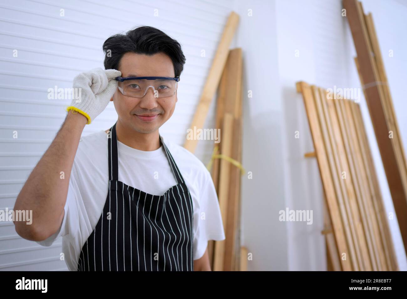 Carpenter work at workshop. Small business and craft product concept ...