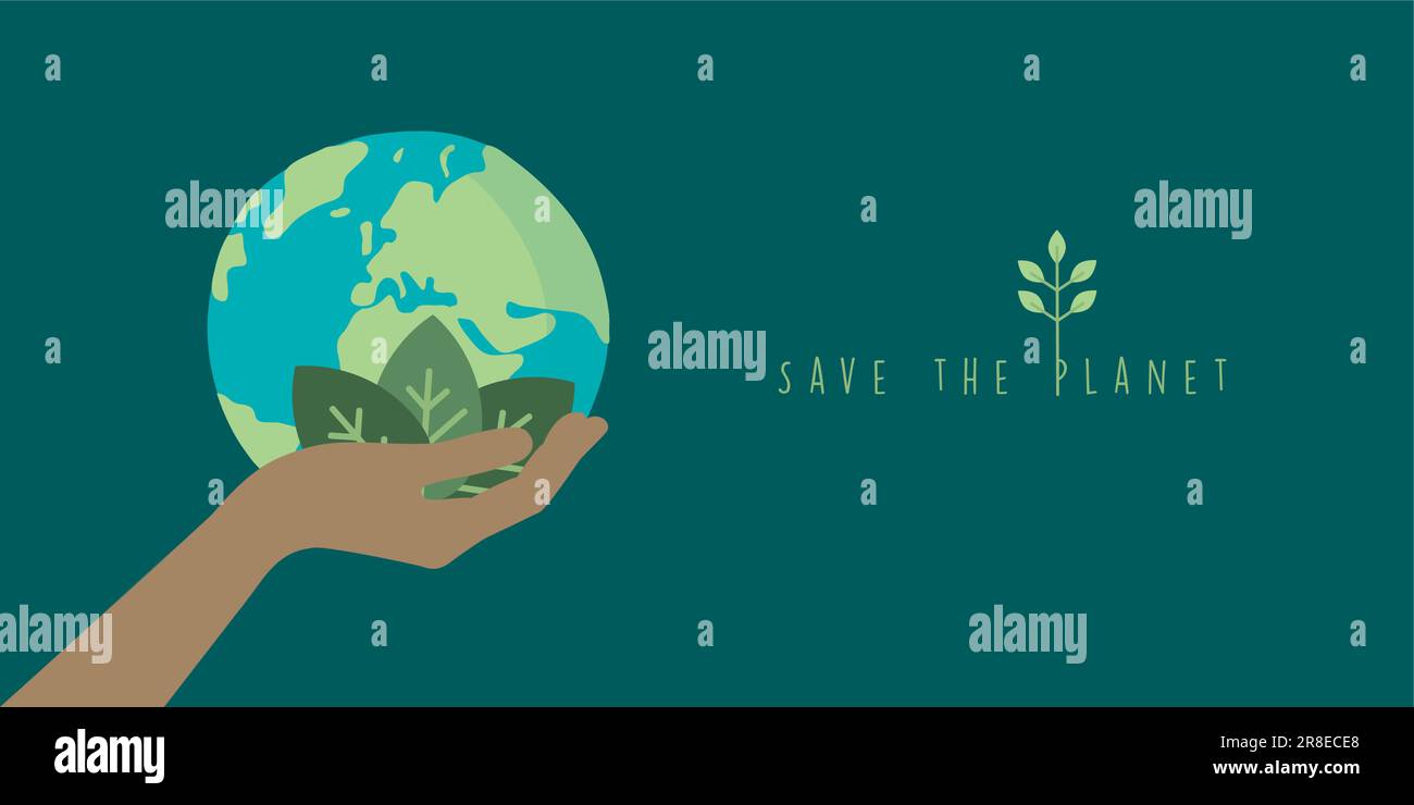 Save The Planet Concept Earth In Human Hand With Green Leaves Stock