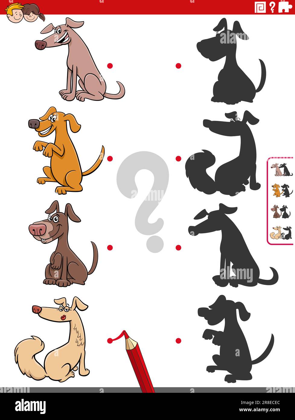 Cartoon illustration of match the right shadows with pictures ...