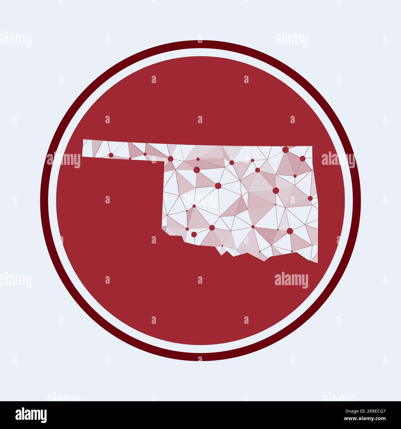 Oklahoma icon. Trendy tech logo of the US state. Geometric mesh round ...