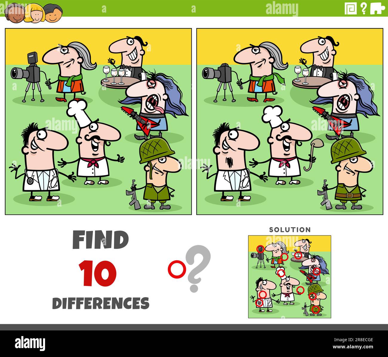 Cartoon illustration of finding the differences between pictures ...