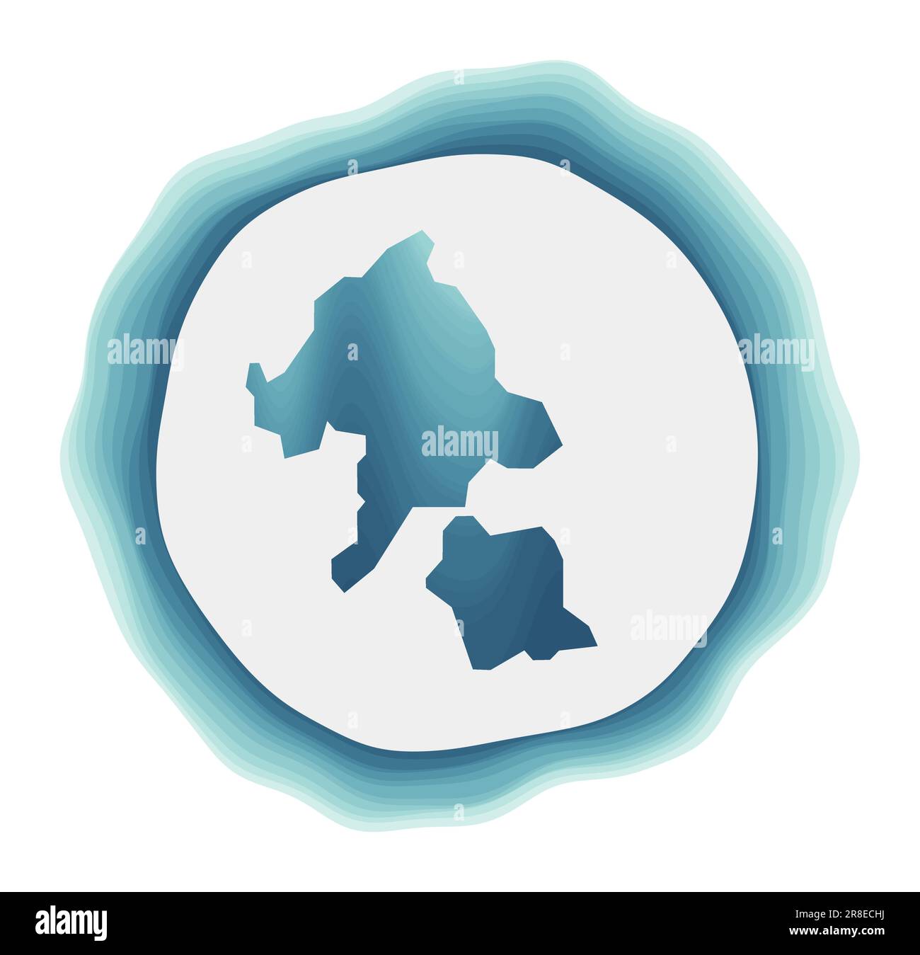Aka Island logo. Badge of the island. Layered circular sign around Aka ...