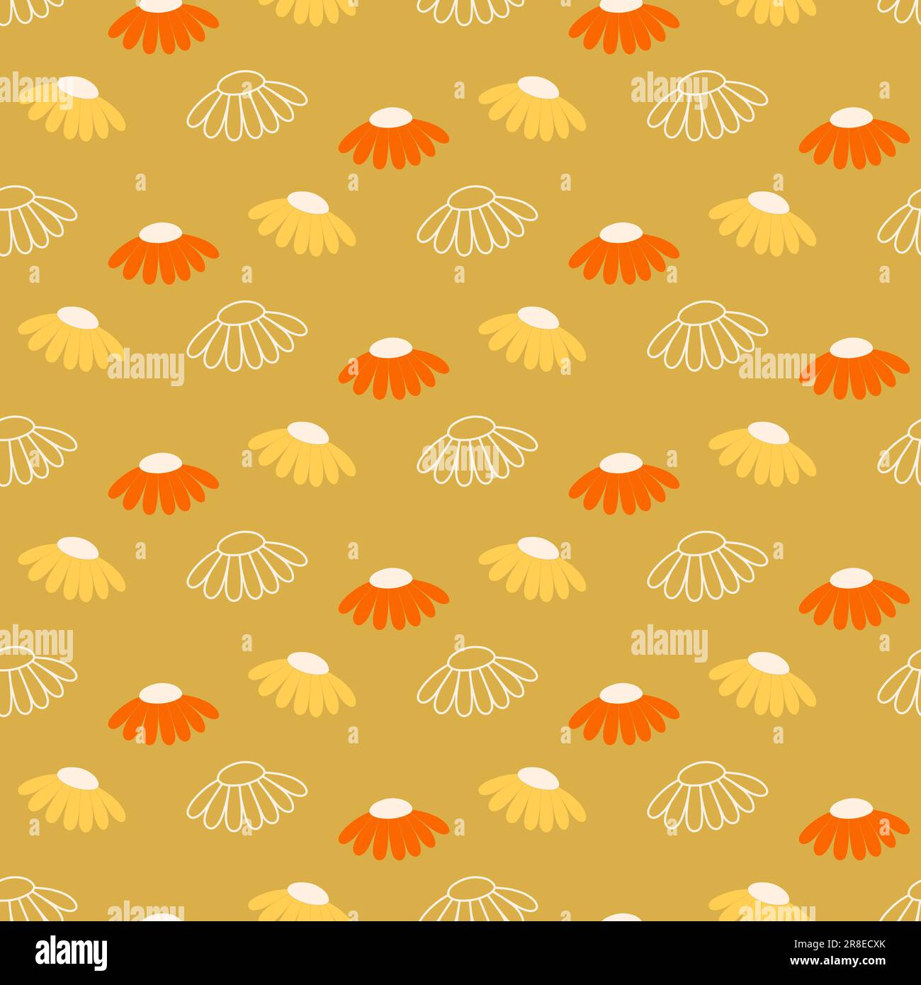 Summer Daisy Floral 70s Retro Seamless Pattern Stock Vector Image & Art ...