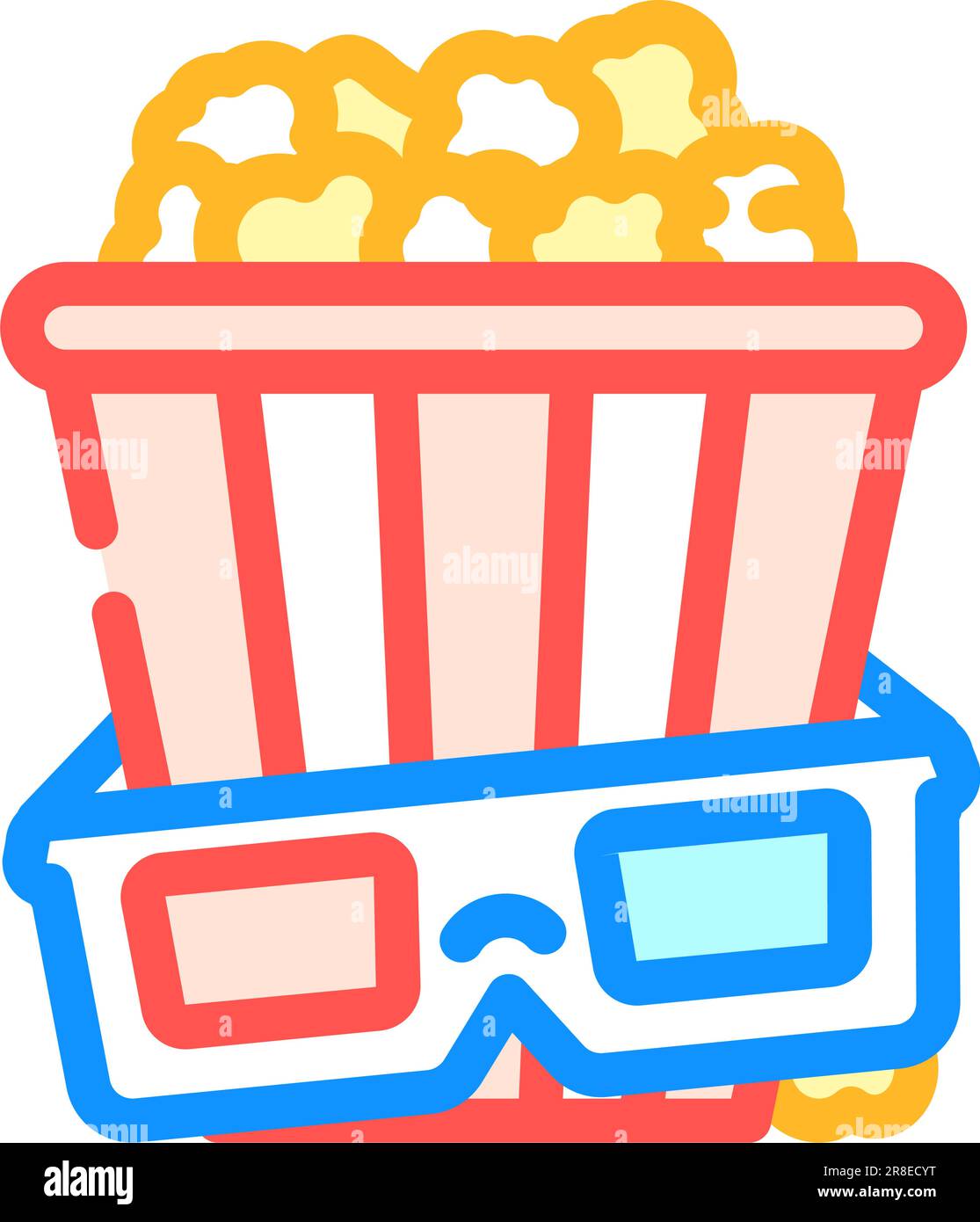 popcorn 3d cinema glasses color icon vector illustration Stock Vector ...