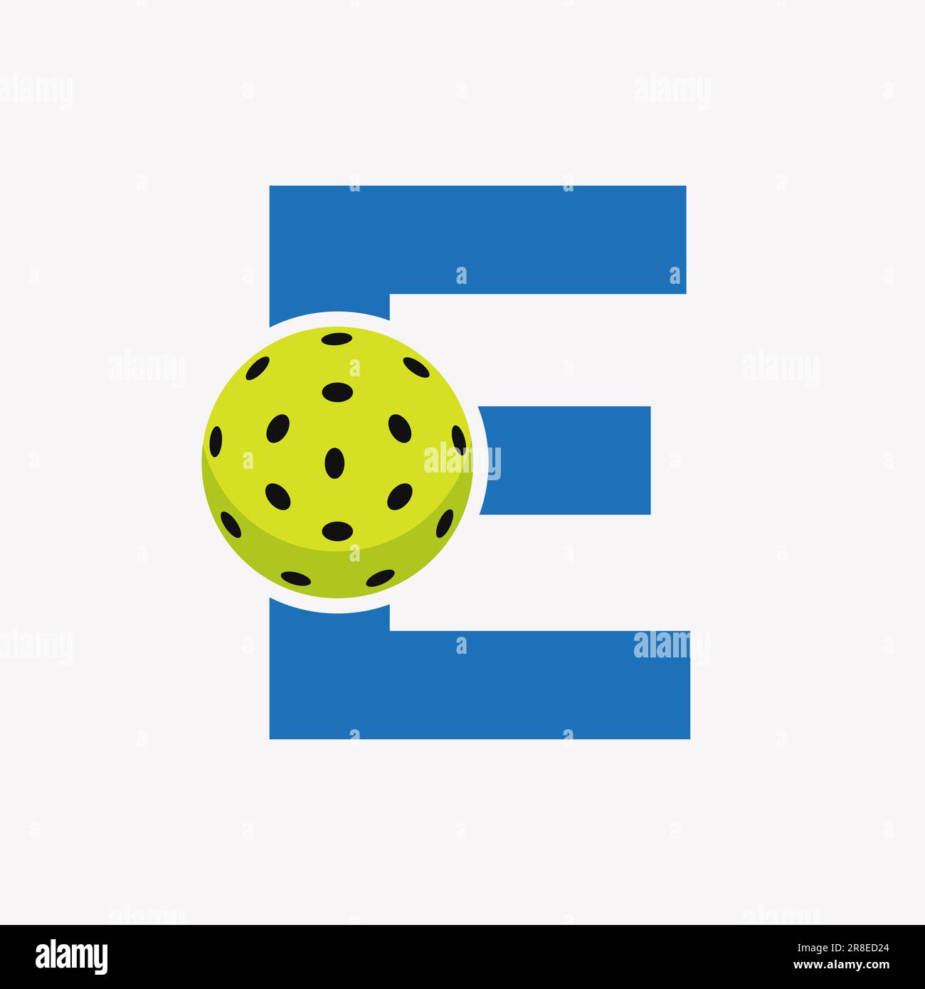 Pickleball Logo On Letter E Vector Template. Pickle Ball Logotype Stock ...