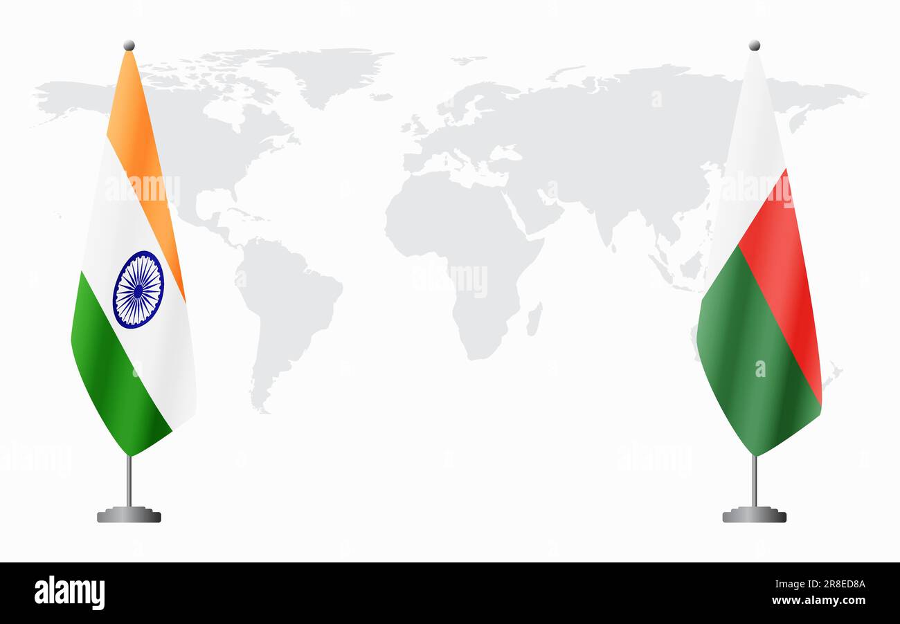 India and Madagascar flags for official meeting against background of ...
