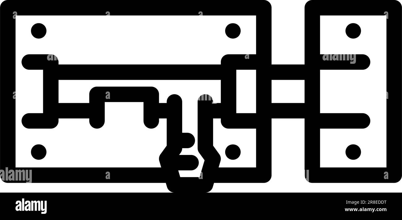 latch door hardware furniture fitting line icon vector illustration ...