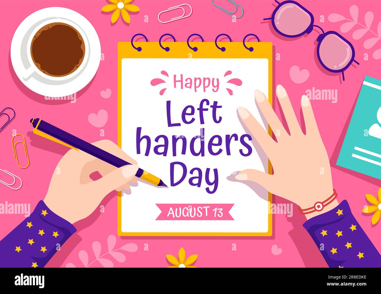 Happy LeftHanders Day Celebration Vector Illustration with Raise ...