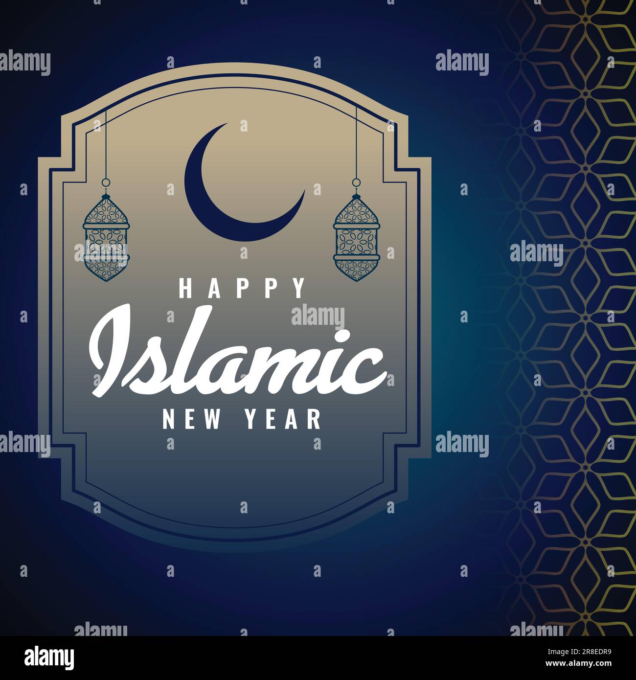 happy islamic new year blue shade background design Stock Vector Image ...