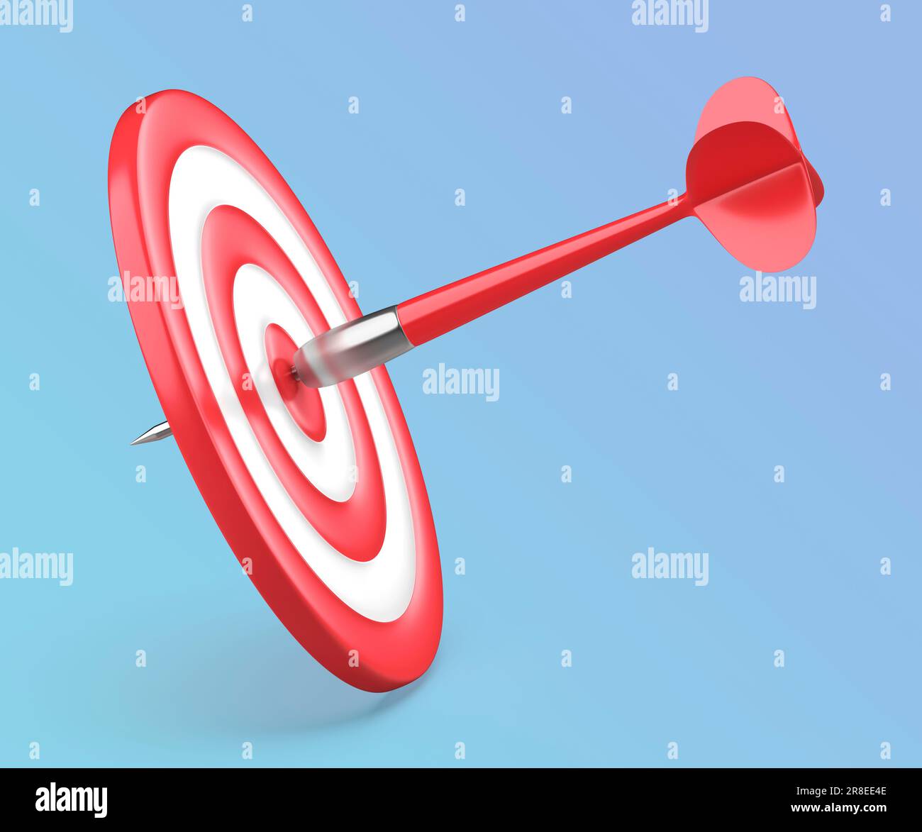 Arrow hit the center of target, 3D illustration Stock Photo - Alamy