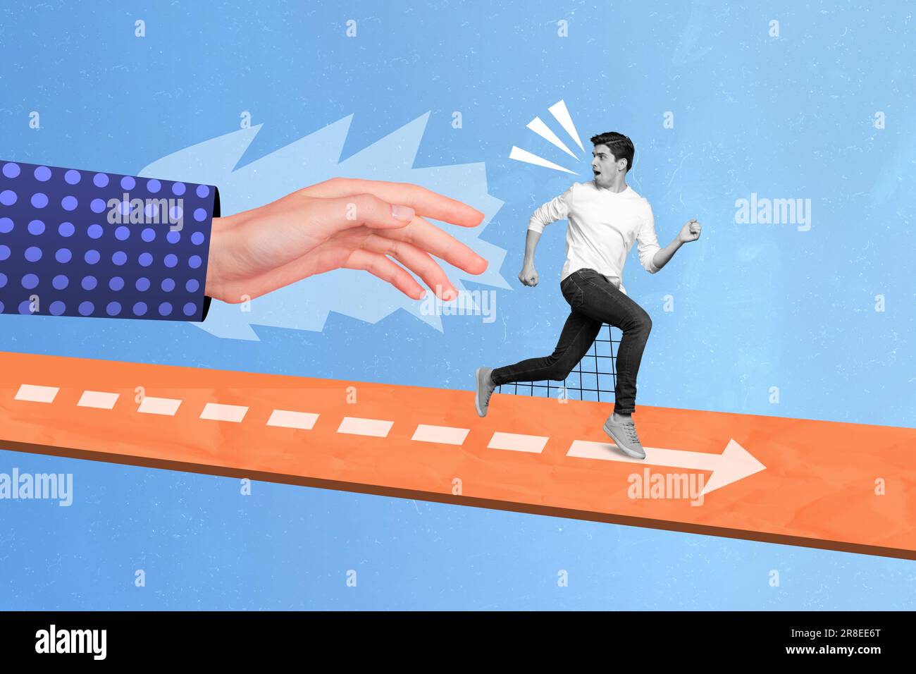 Artwork image 3d collage sketch poster of worried surprised man ...