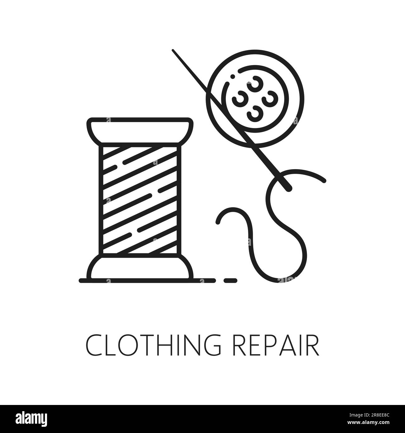 Repairing clothing linear icon. Sewing studio, professional needlework ...