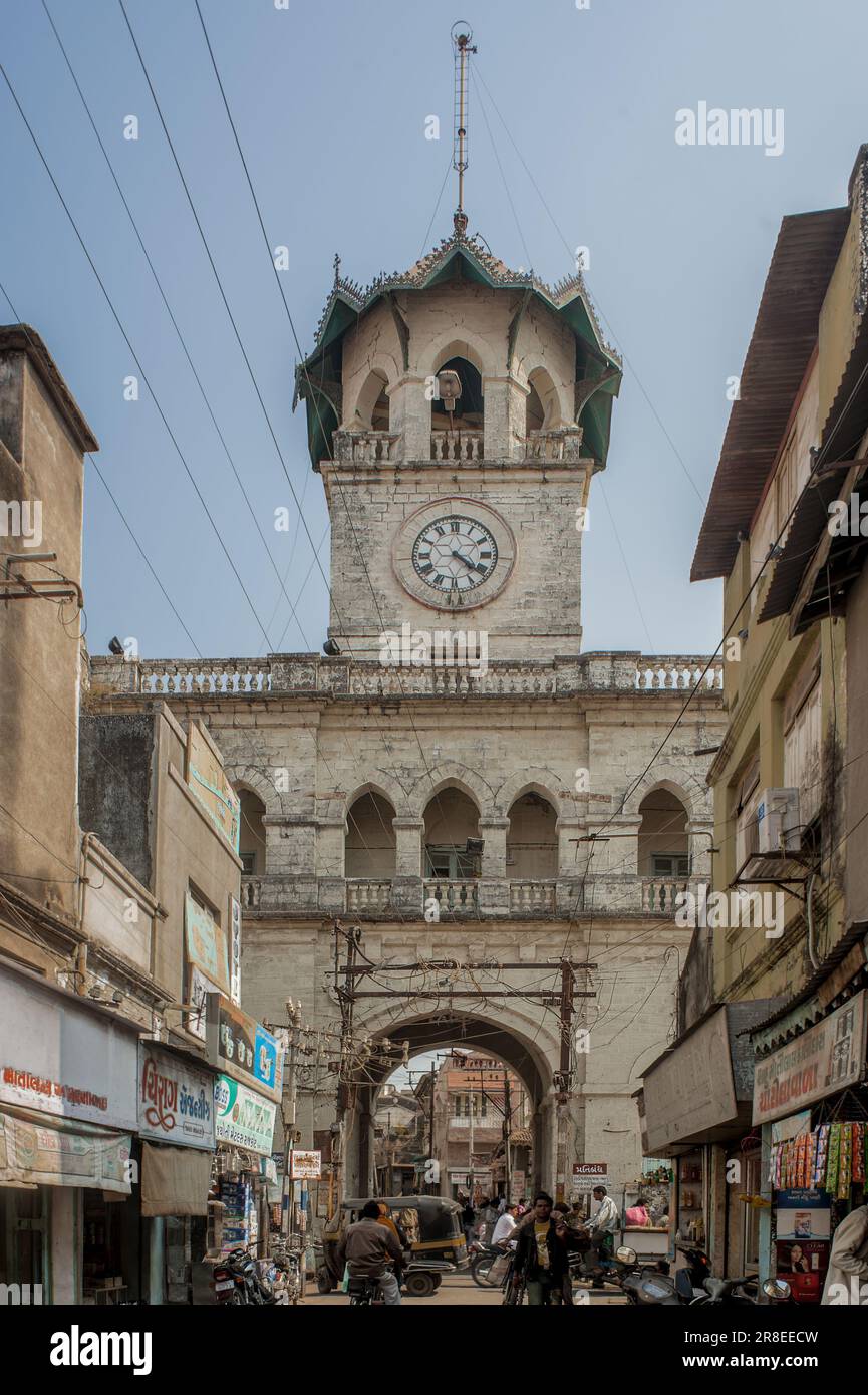 01 07 2009 Vintage Old Clock Tower at Raiya-Naka gate Rajkot Gujarat ...
