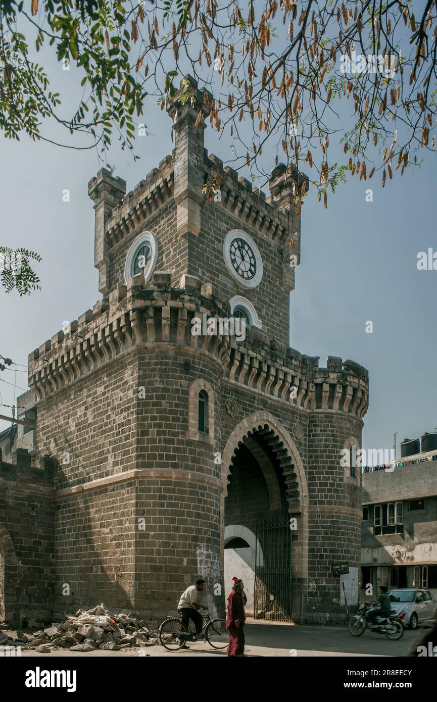01 07 2009 Vintage Old Clock tower at Bedi gate naka black stone ...
