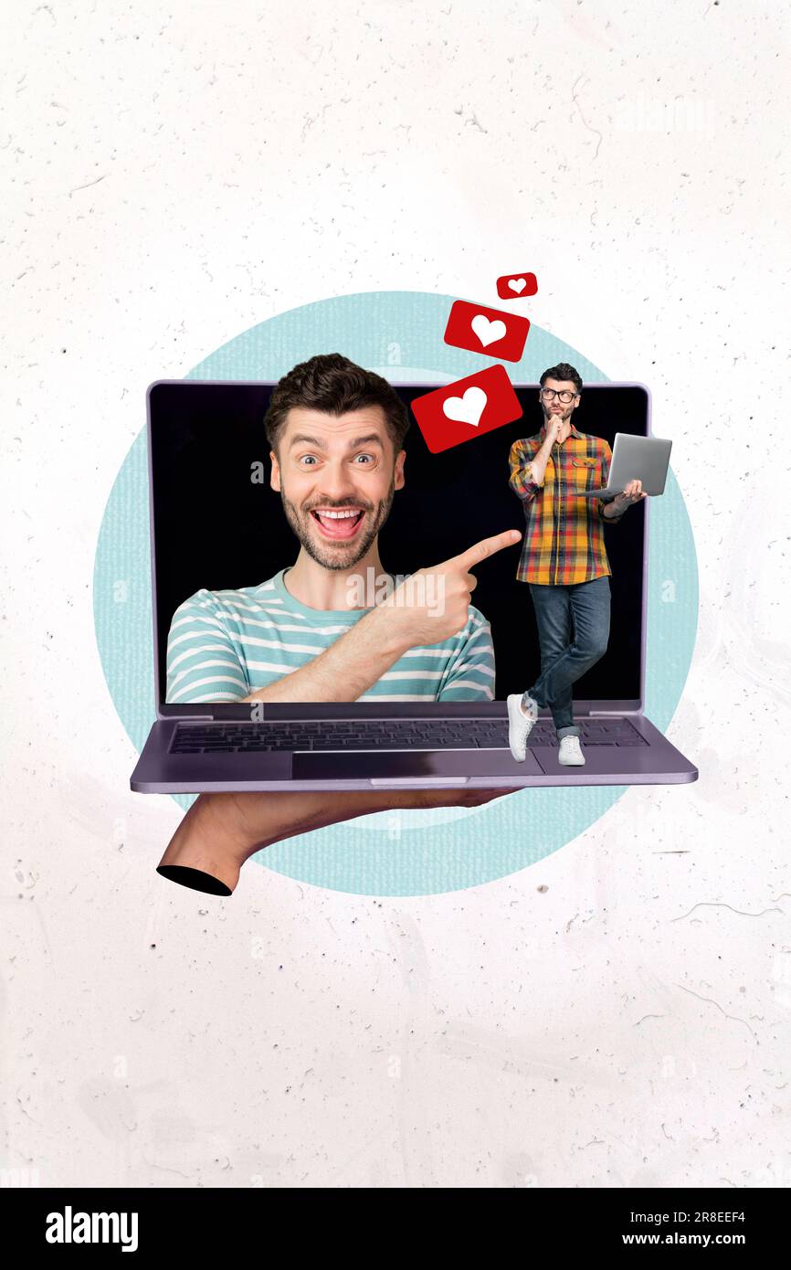 Income notification much followers likes collage concept popular techno blogger guy use his ...