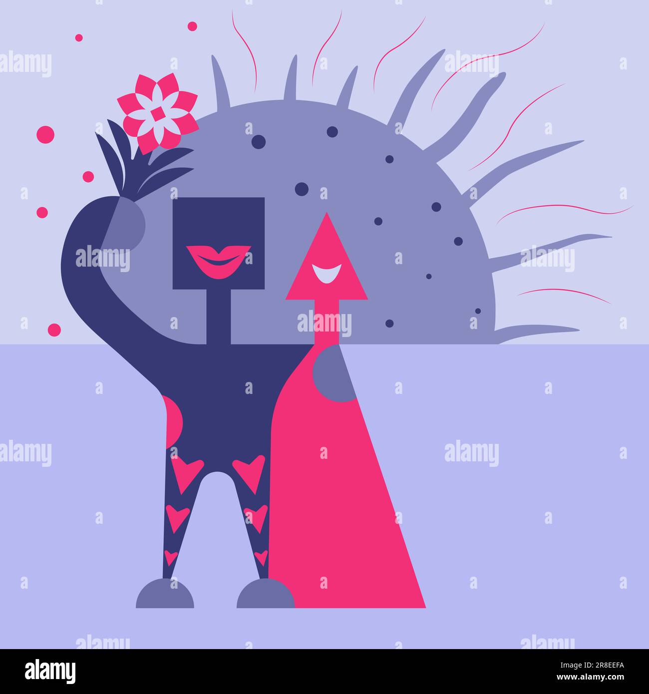 Abstract vector illustration of love.Happy relationship, lovely couple ...