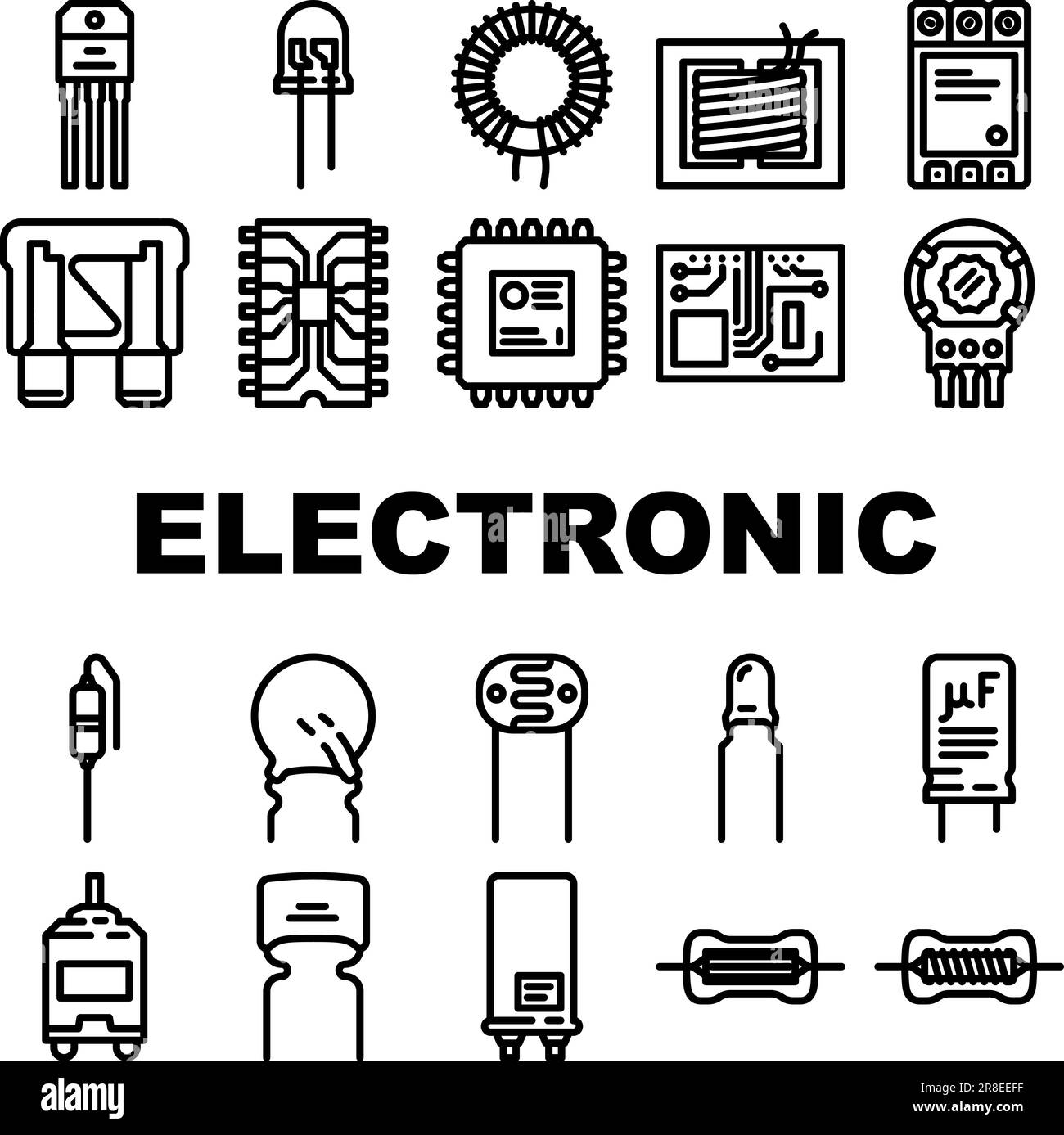 component electronic chip icons set vector Stock Vector Image & Art - Alamy
