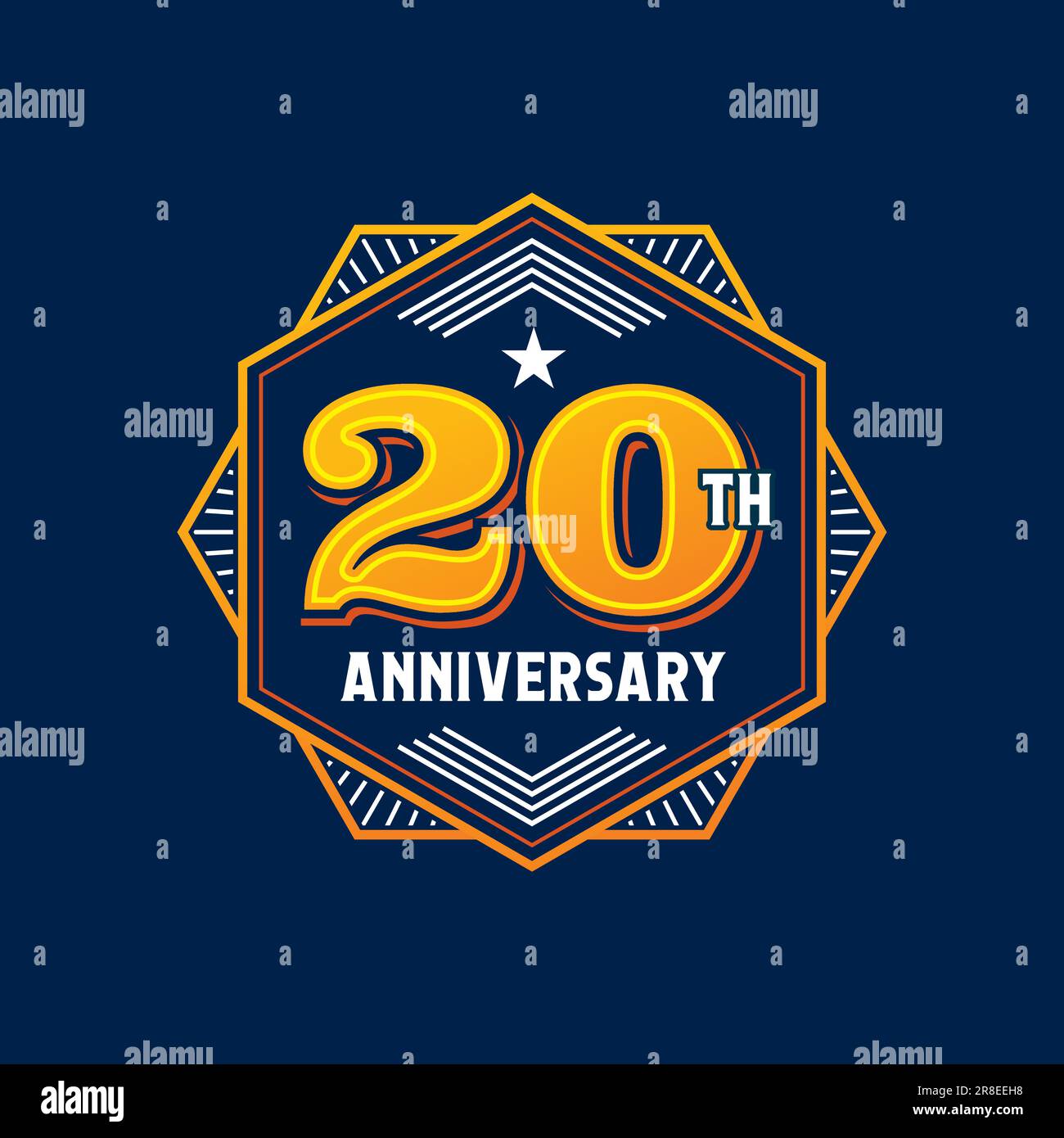 Birthday badge and label anniversary, 20th jubilee seal, party number ...