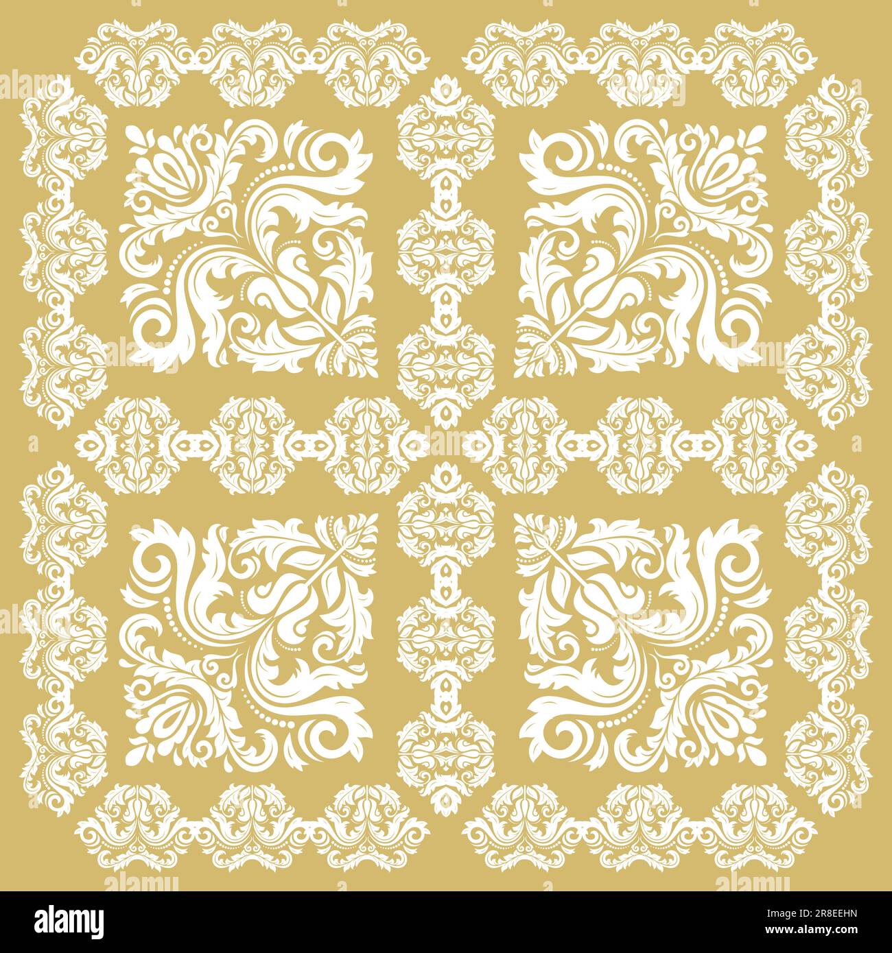 Orient vector classic pattern. Seamless golden and white background ...