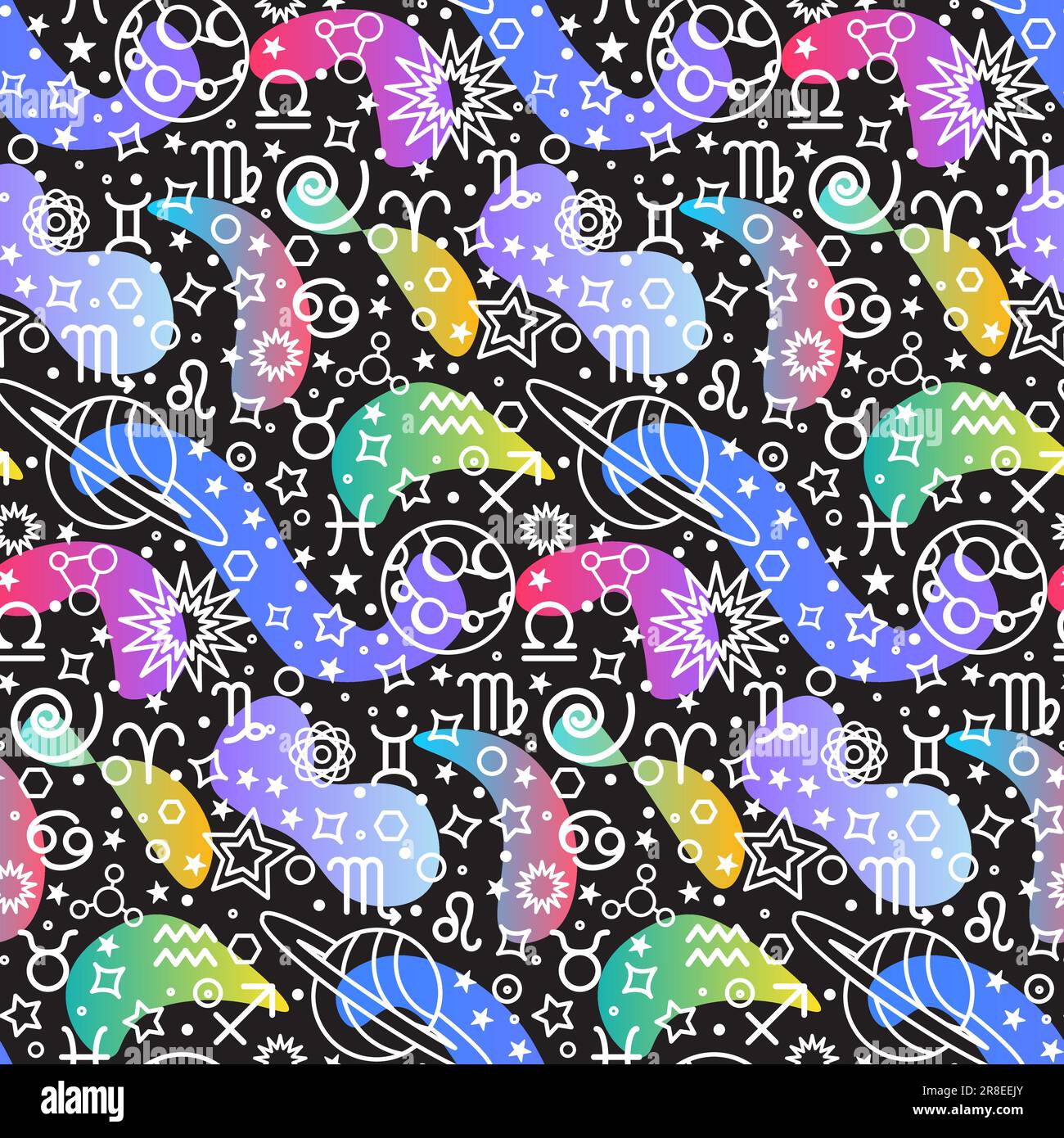 Astrological Zodiac Signs and planets seamless pattern. Astrological ...