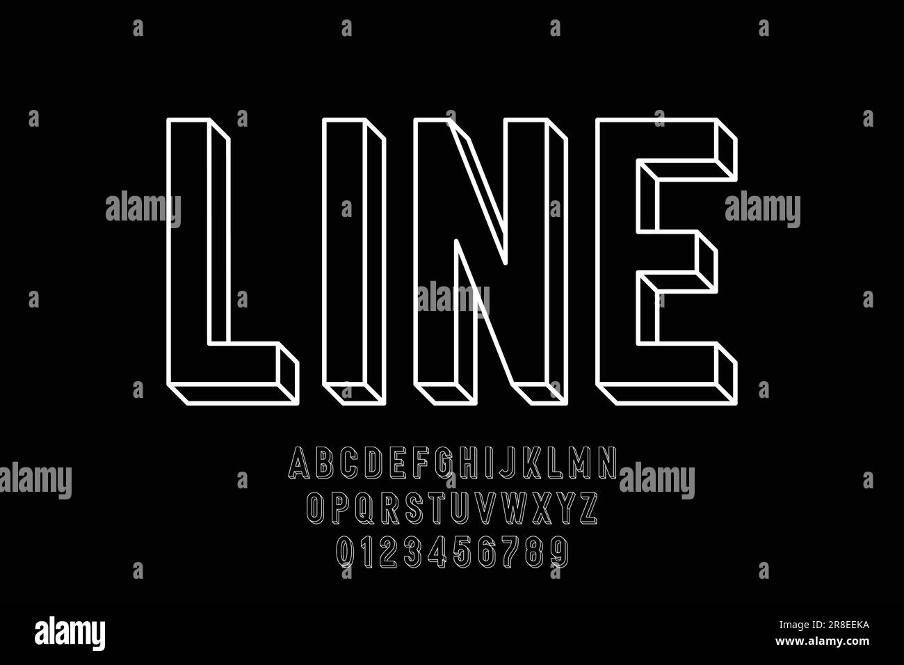Creative modern 3D linear style typeface vector. Unique line art font ...