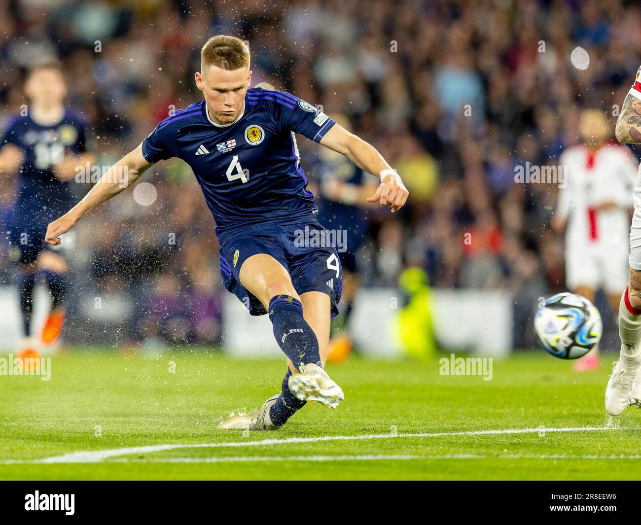 Glasgow, UK. 20th June, 2023. Scott McTominay of Scotland takes a shot ...