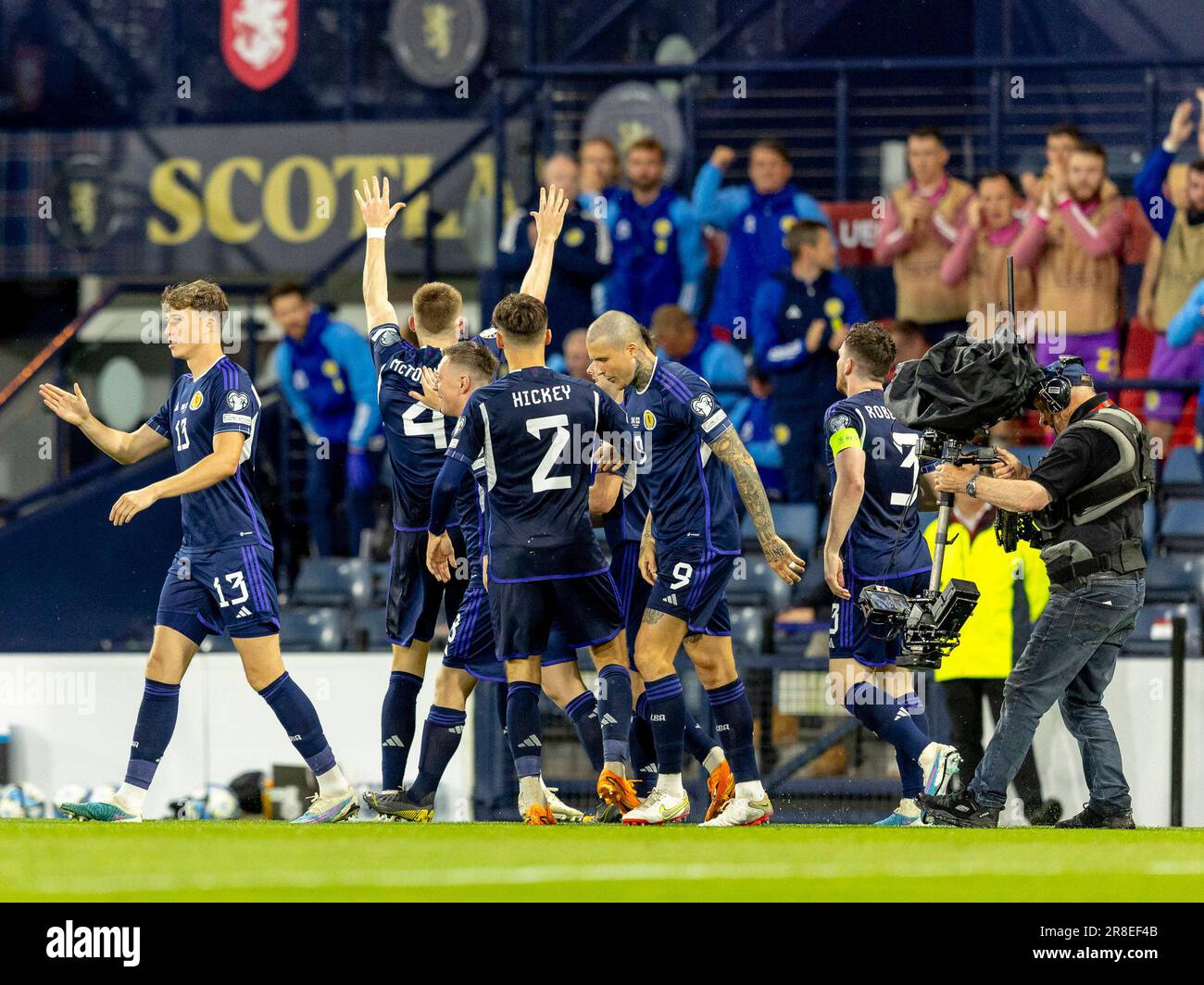Glasgow, UK. 20th June, 2023. Scott McTominay of Scotland celebrates ...