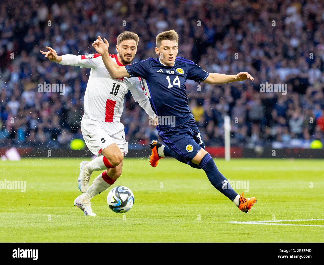 Glasgow, UK. 20th June, 2023. Billy Gilmour of Scotland and Otar ...