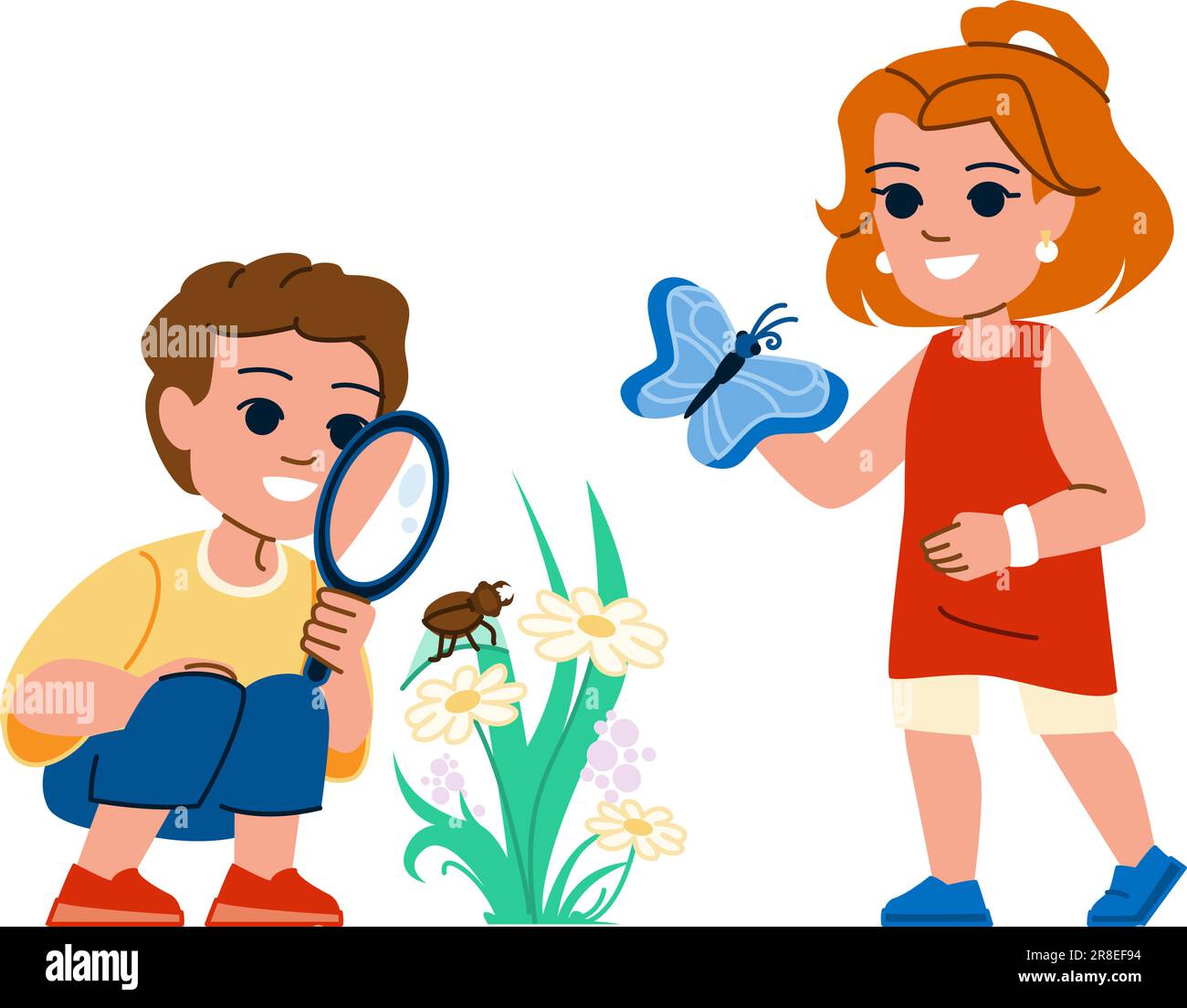 research nature kid vector Stock Vector Image & Art - Alamy