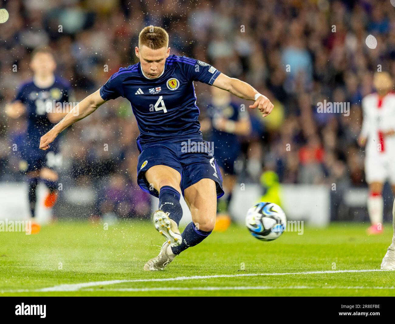Glasgow, UK. 20th June, 2023. Scott McTominay of Scotland takes a shot ...