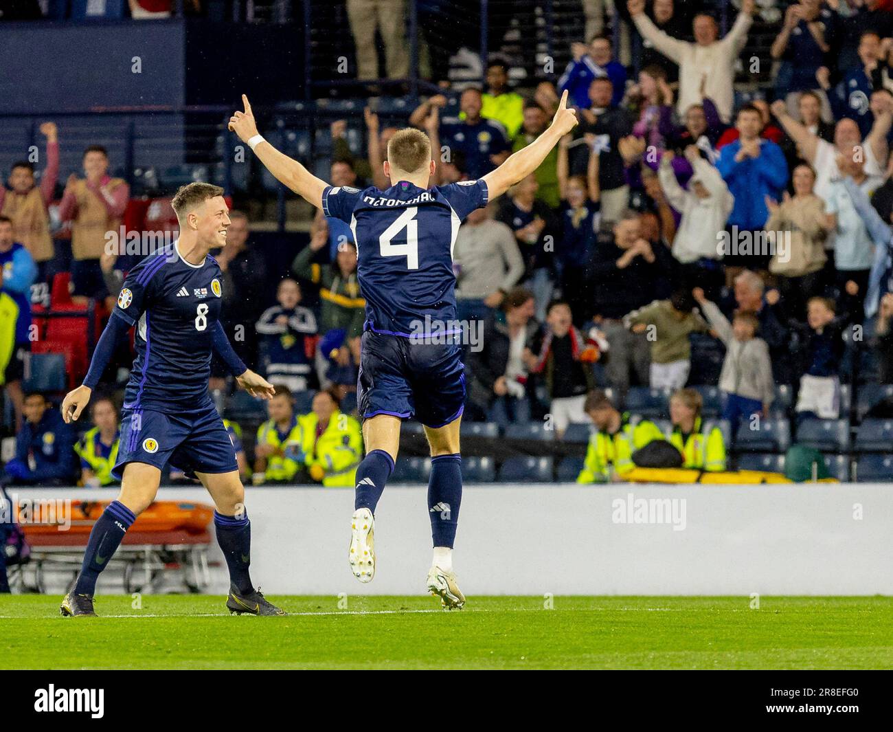 Glasgow, UK. 20th June, 2023. Scott McTominay of Scotland celebrates ...
