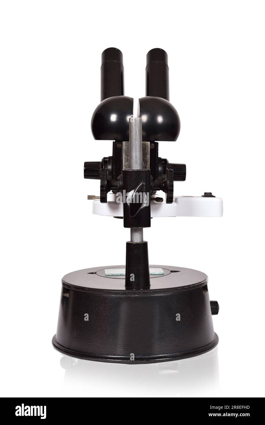 old black microscope on a white background Stock Photo - Alamy