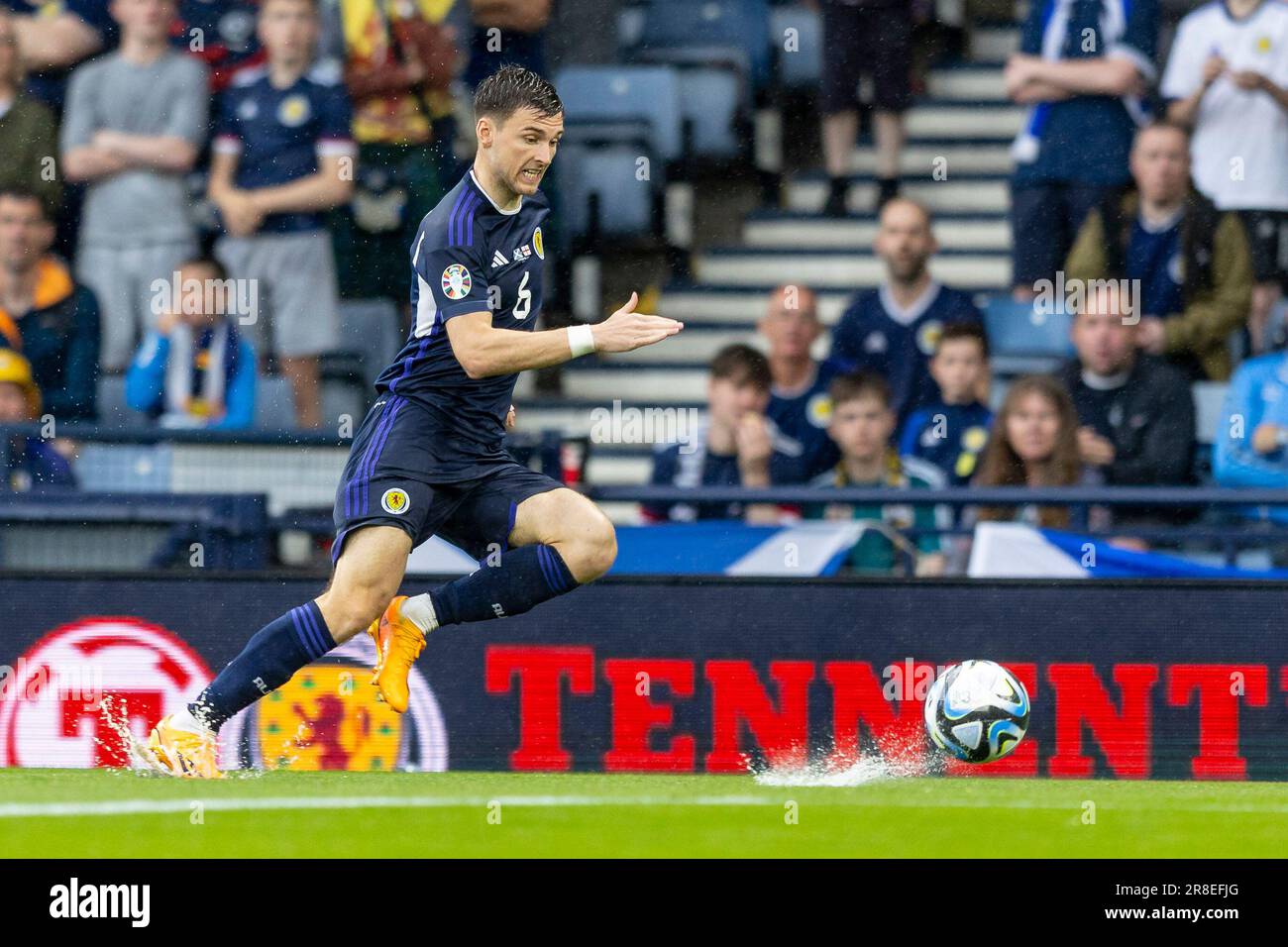 Glasgow, UK. 20th June, 2023. Kieran Tierney of Scotland during the ...