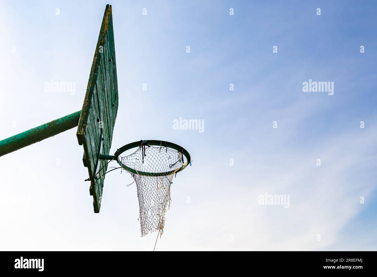 Photography on theme old basketball hoop of net basket on background ...
