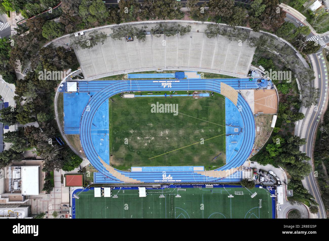 A general overall aerial view of Drake Stadium on the campus of UCLA ...