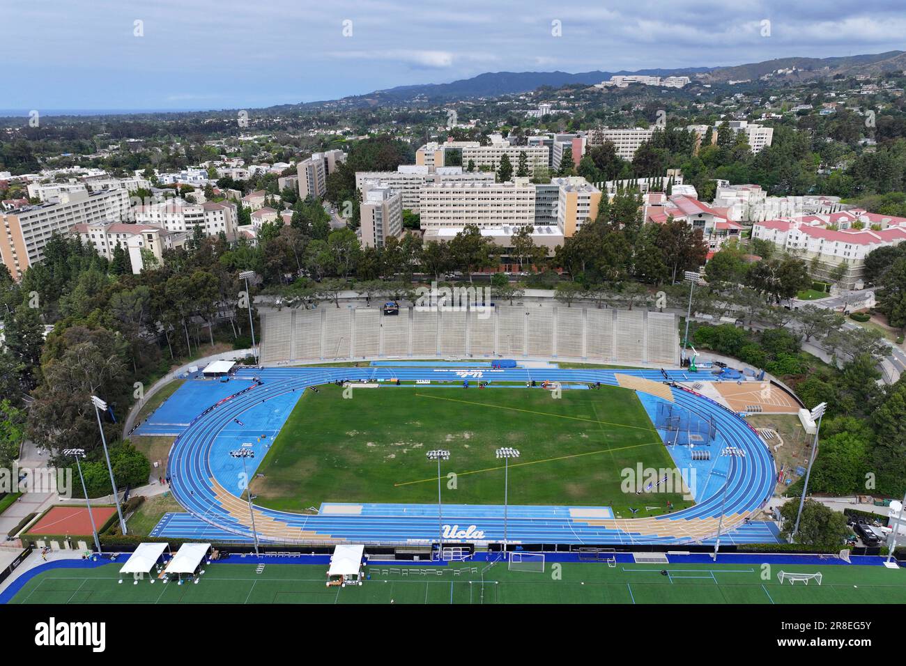 A general overall aerial view of Drake Stadium on the campus of UCLA ...