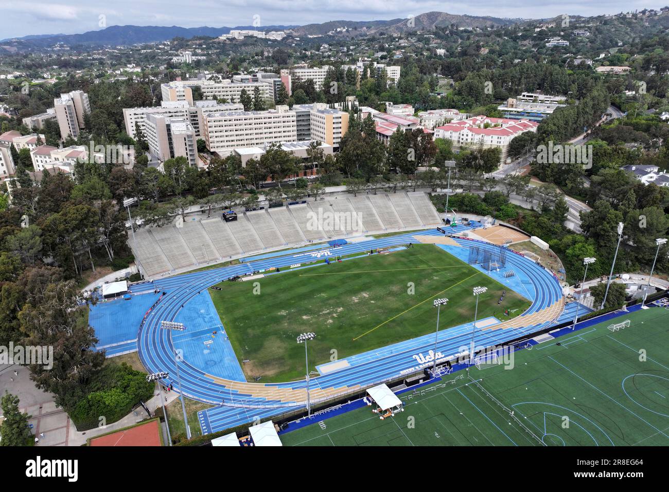 A general overall aerial view of Drake Stadium on the campus of UCLA ...