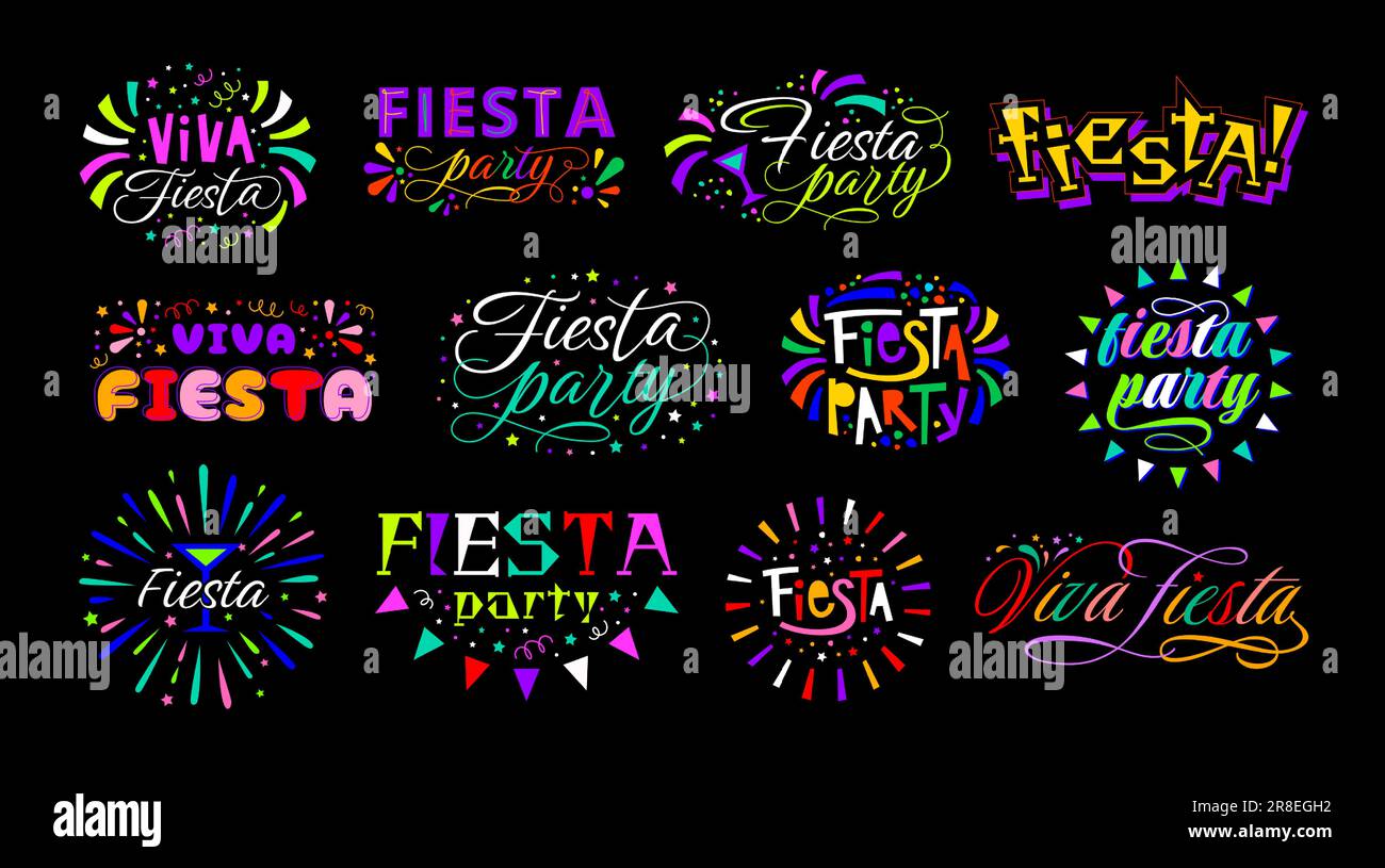 Viva fiesta party lettering. Holiday Celebration emblem in Mexican ...