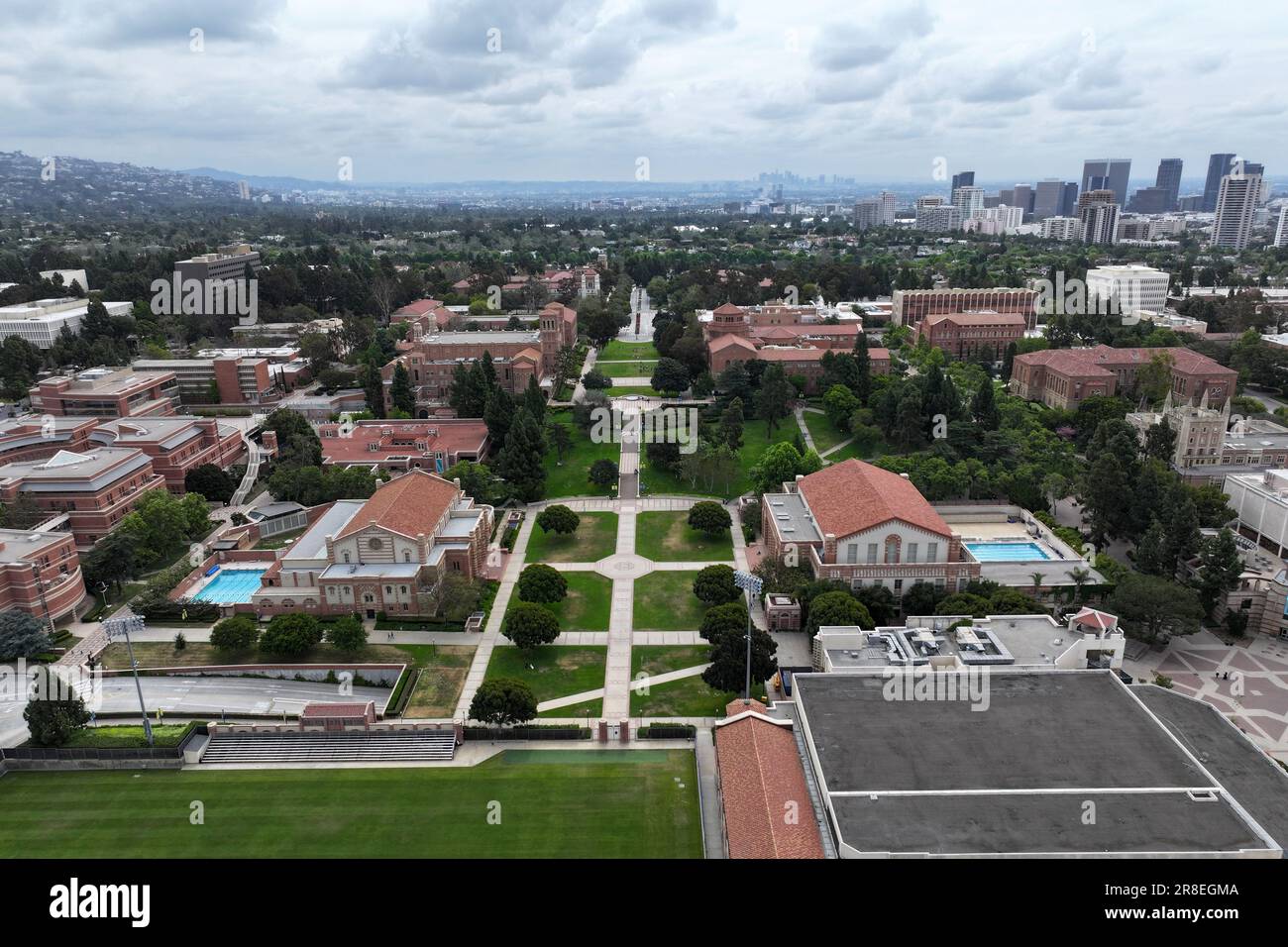 A general overall aerial view of the UCLA campus, Saturday, May 27 ...