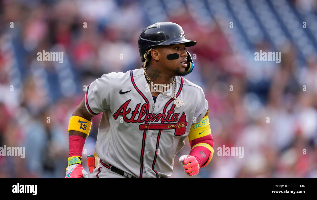 Atlanta Braves' Ronald Acuna Jr. plays during a baseball game, Tuesday ...