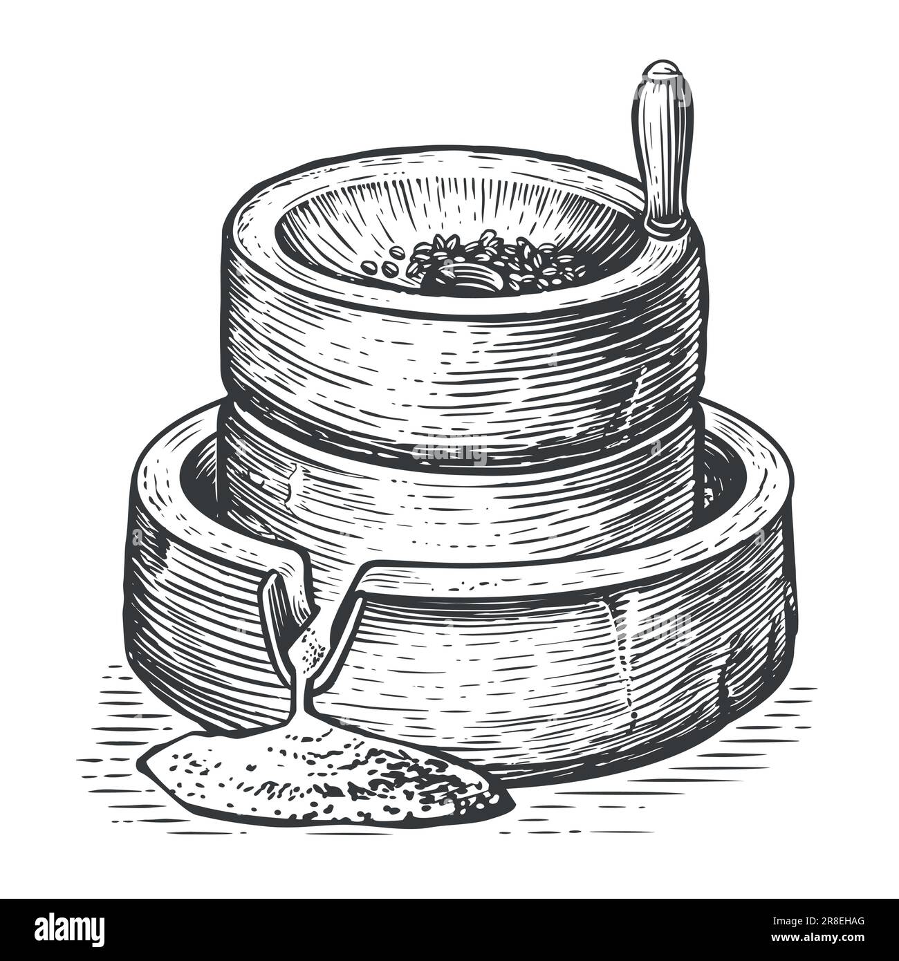 Traditional stone corn grinder Stock Vector Images - Alamy