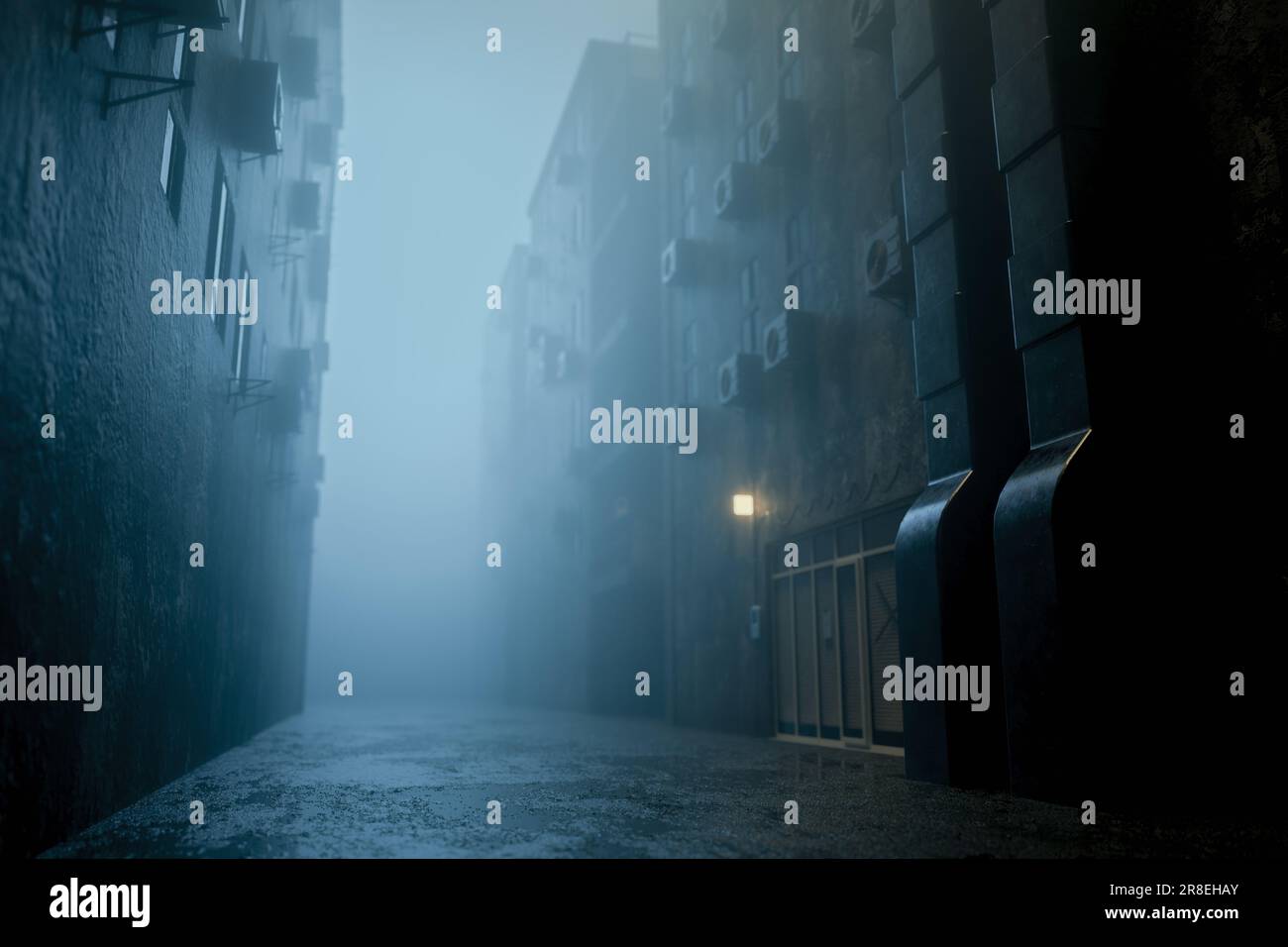 dark gloomy city street at night. background for crime. Evening ...