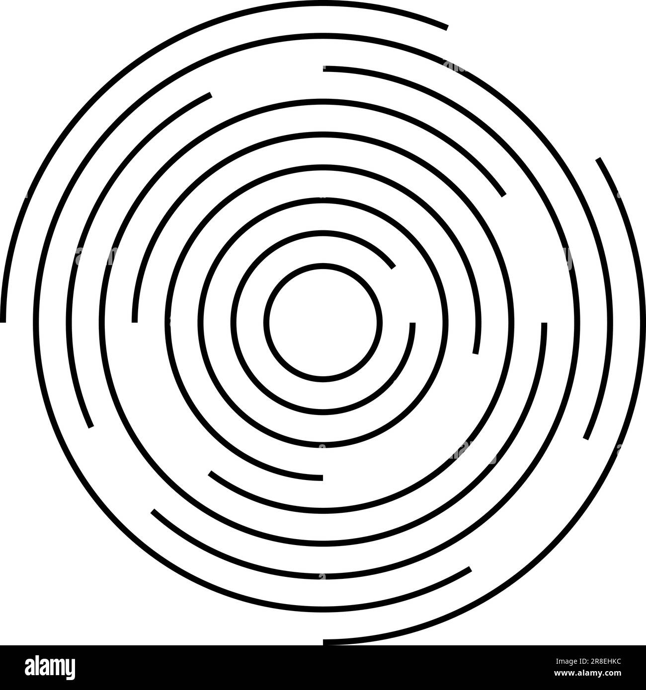 Circular ripple icon. Concentric circles with interrupted lines ...