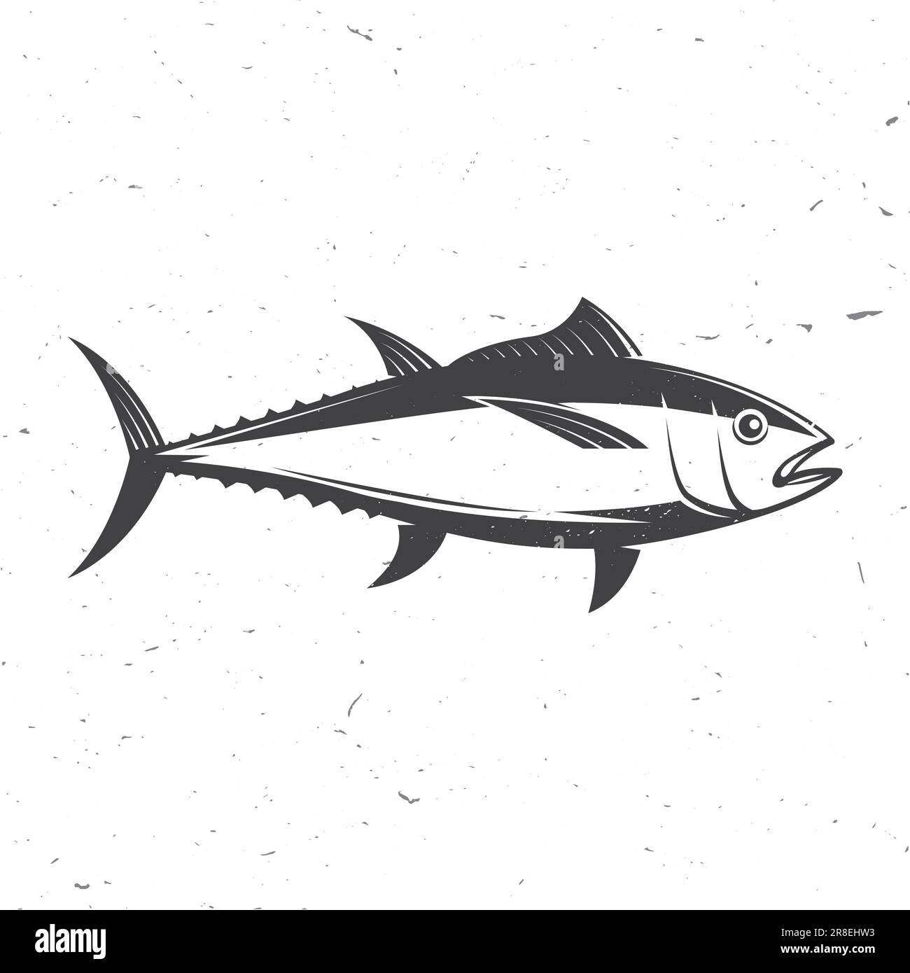 Tuna icon silhouette. Vector illustration. Vintage monochrome tuna on ...