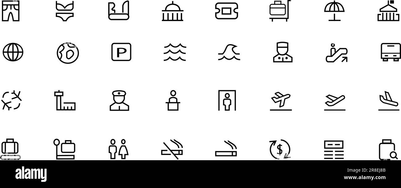 Vector illustration of tour and travel outline icon set Stock Vector ...