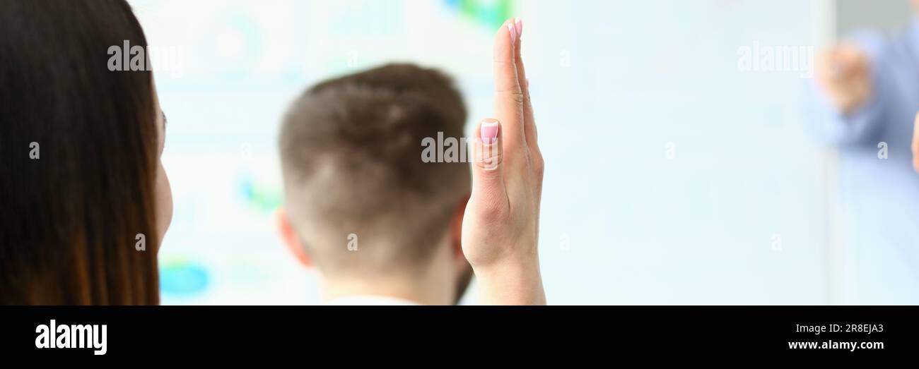 Business person raising hand speaker hi-res stock photography and ...