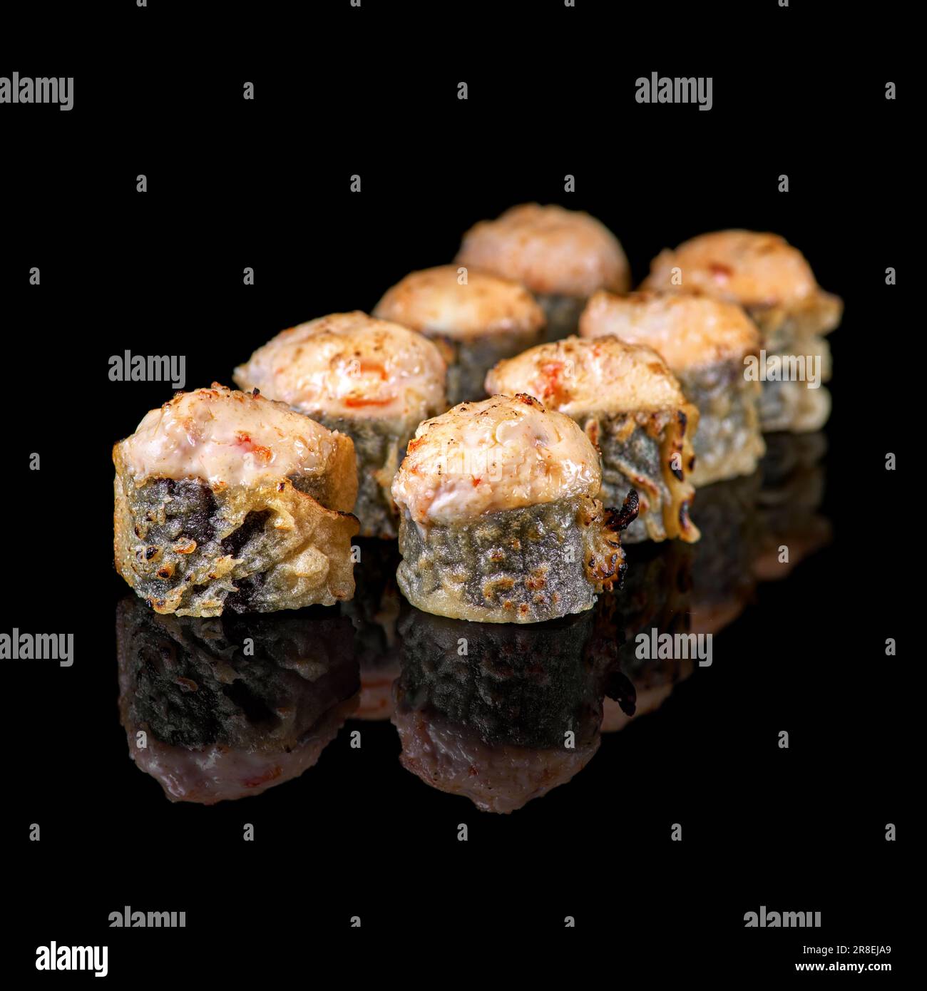 Maki fried hosomaki sushi with fresh salmon, philadelphia cheese and ...