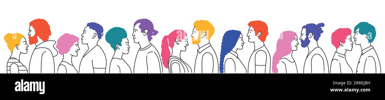 Men and women. Society or population, social diversity. Hand drawn ...