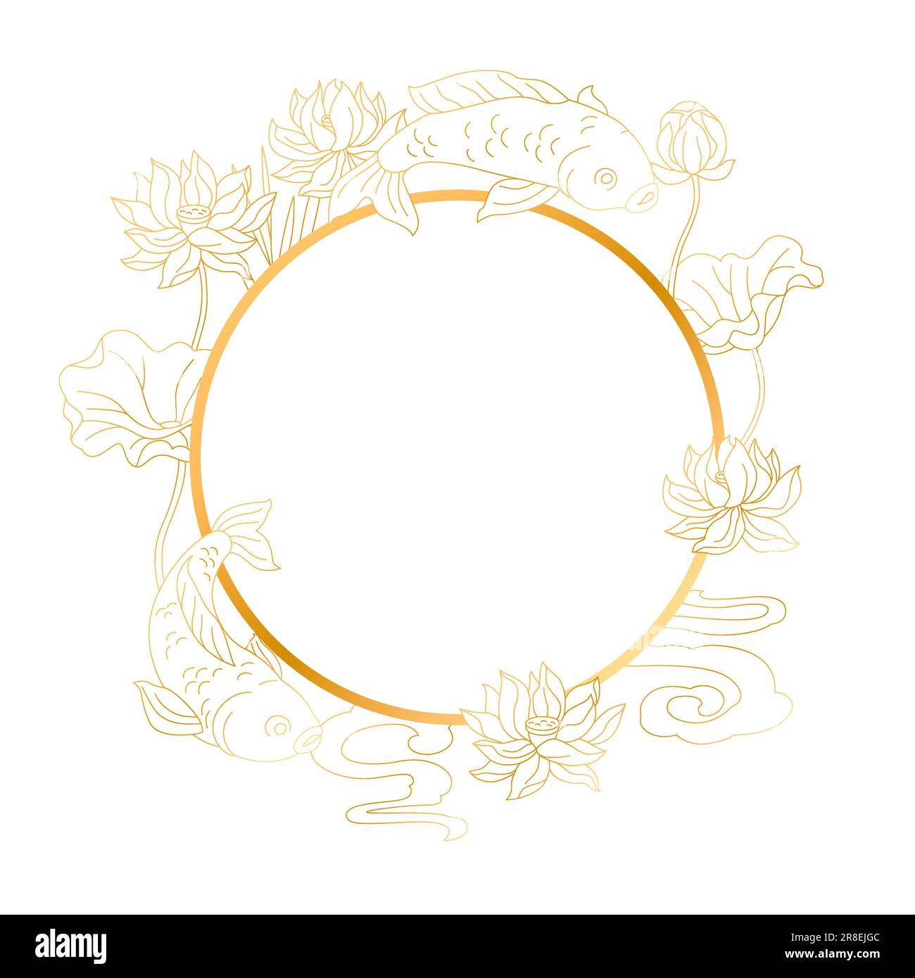 Oriental fish and lotus illustration. Chinese and japanese traditional ...