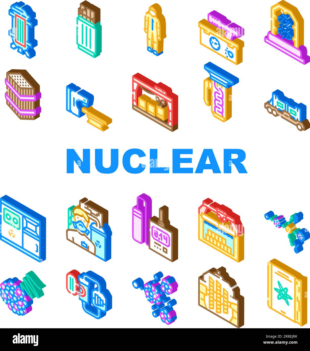 nuclear energy power reactor icons set vector Stock Vector Image & Art - Alamy